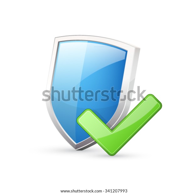 Blue Shield Green Check Mark Stock Vector (Royalty Free) 341207993 ...
