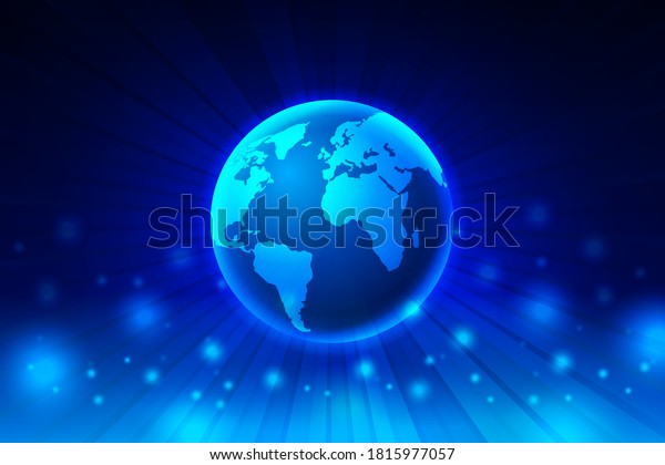 Blue Shining Planet Earth World Map Stock Vector (Royalty Free ...