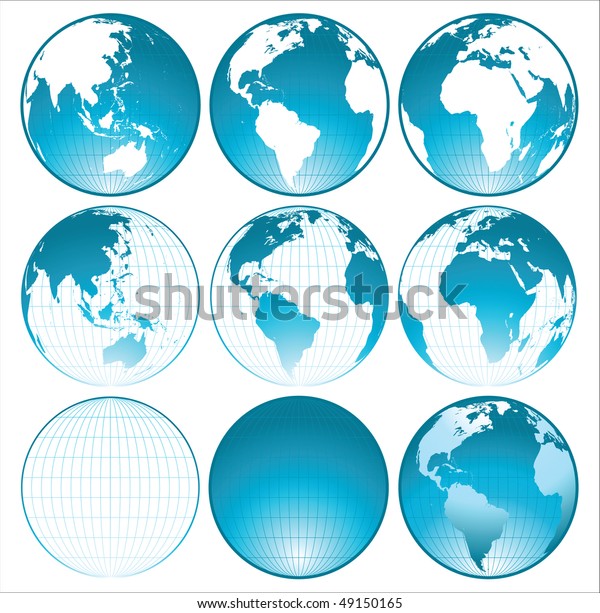 Blue Shiny Globes Collection Stock Vector (Royalty Free) 49150165 | Shutterstock