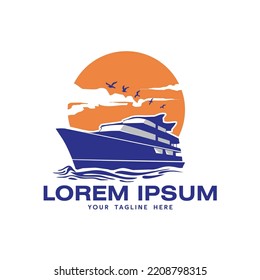 Blue Ship Logo Template Stock Vector (Royalty Free) 2208798315 ...