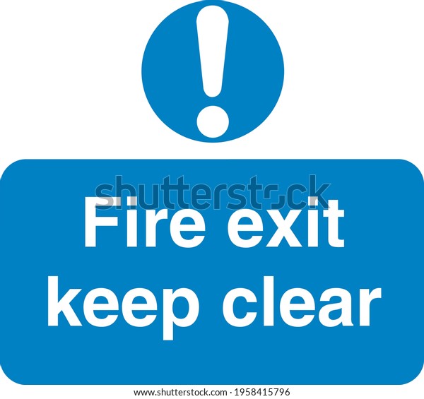 Blue Sign Board Fire Exit Keep Stock Vector (Royalty Free) 1958415796 ...