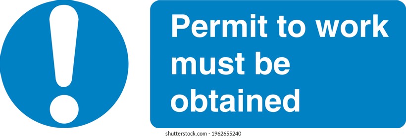 Blue Sign Board Permit Work Must Stock Vector (Royalty Free) 1962655240 ...