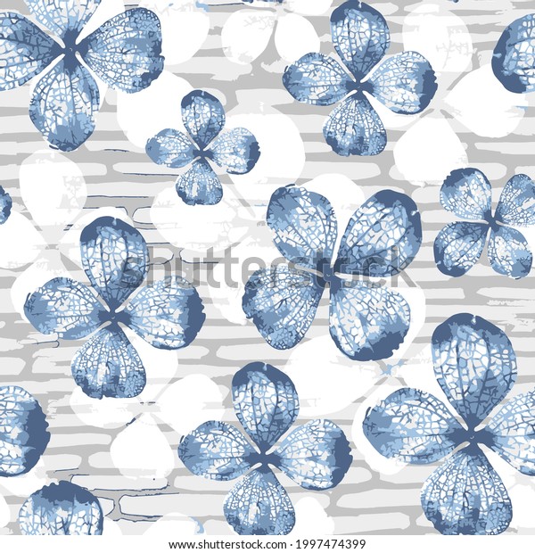 Blue Skeleton Flower Seamless Pattern On Stock Vector (Royalty Free ...