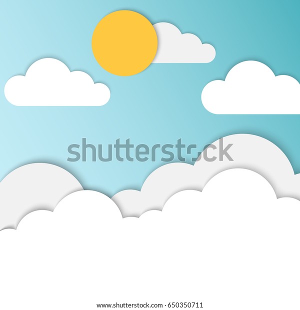 Blue Sky Clouds Sun Cartoon Paper Stock Vector (Royalty Free) 650350711 ...