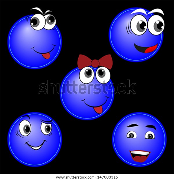 Blue Smiles Character Set Vector Stock Vector (Royalty Free) 147008315 ...