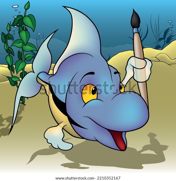 Blue Smiling Fish Big Nose Yellow Stock Vector (Royalty Free ...