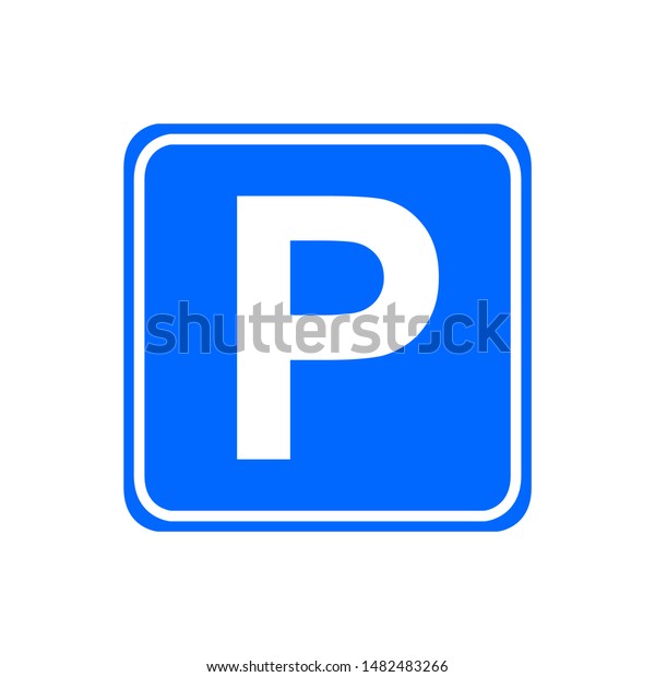 Blue Square Parking Sign Design Letter Stock Vector (Royalty Free ...