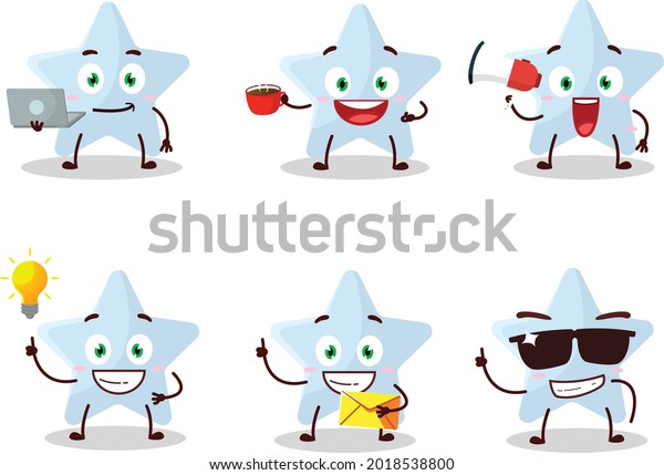 Blue Star Cartoon Character Various Types Stock Vector (Royalty Free ...