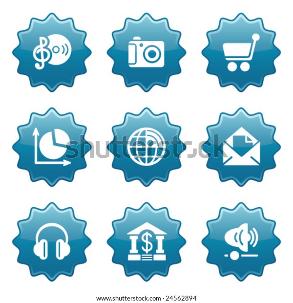 Blue Sticker Set 5 Stock Vector (Royalty Free) 24562894 | Shutterstock