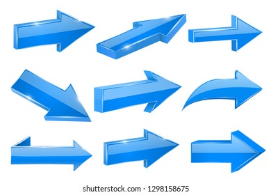 Blue Straight Shiny Arrows Vector 3d Stock Vector (Royalty Free) 1298158675