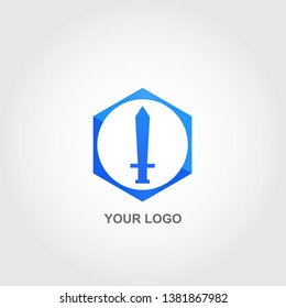 Blue Sword Logo Gradation Color Template Stock Vector (Royalty Free ...
