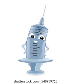 Cartoon Illustration Happy Syringe Stock Vector (Royalty Free) 280349885