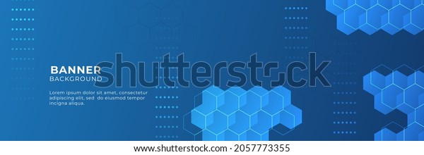 Blue Technology Digital Banner Design Hexagone Stock Vector (Royalty ...