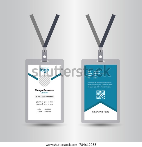 Blue Template Staff Employee Identification Card Stock Vector (Royalty ...