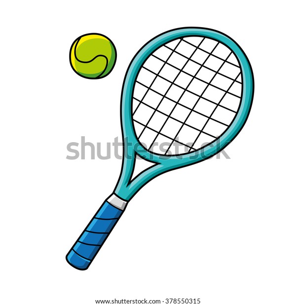 Blue Tennis Racket Ball Stock Vector (Royalty Free) 378550315 ...