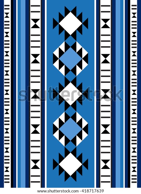 Blue Theme Middle Eastern Rug Pattern Stock Vector (Royalty Free) 418717639