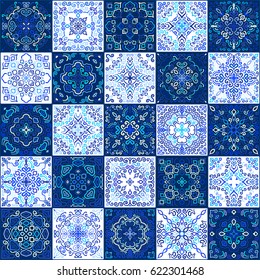 Seamless Ornamental Tile Background Blue White Stock Vector (Royalty ...