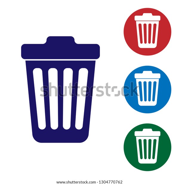 Blue Trash Can Icon Isolated On Stock Vector (Royalty Free) 1304770762