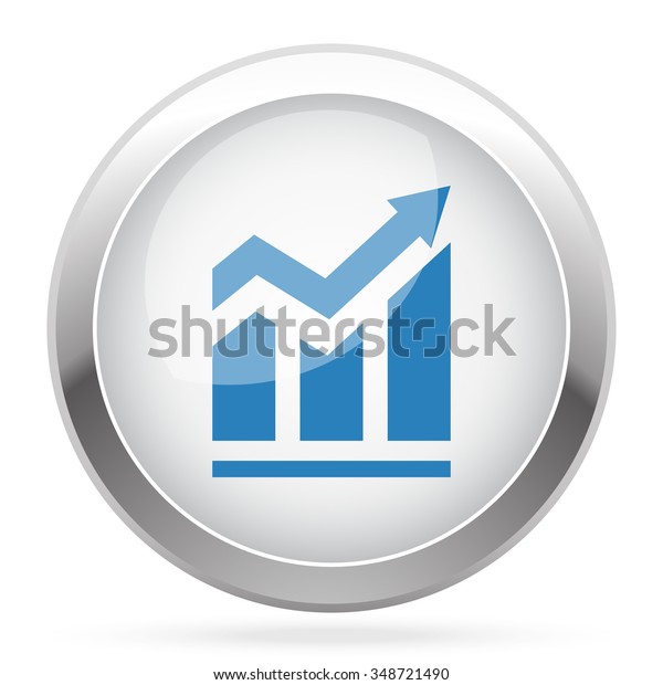 Blue Trend Icon On White Glossy Stock Vector (Royalty Free) 348721490