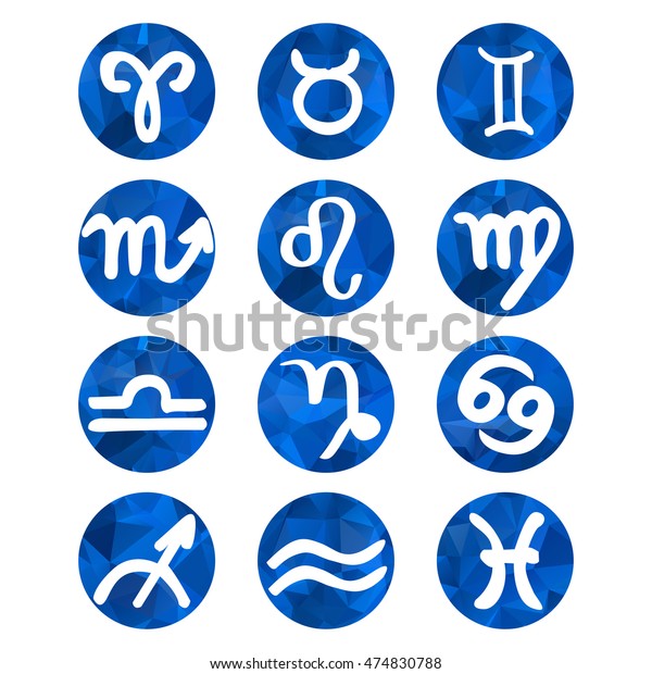 Blue Triangle Vector Zodiac Signs Polygon 스톡 벡터(로열티 프리) 474830788 ...