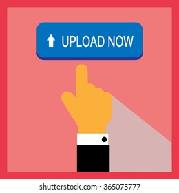 Blue Upload Now Button Pointing Hand Stock Vector (Royalty Free ...