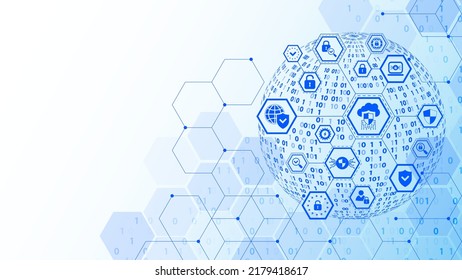 Blue Vector Background Frame Information Security Stock Vector (Royalty ...
