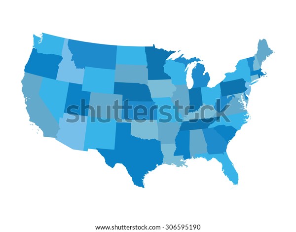 Blue Vector Map United States Stock Vector (Royalty Free) 306595190