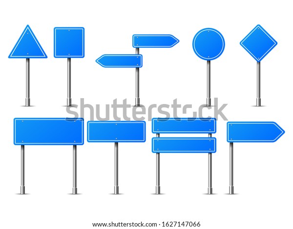 Blue Vector Road Traffic Signs Road Stock Vector (Royalty Free ...