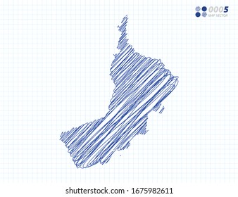 Silueta azul vectorial chaótico garabato dibujado: vector de stock ...
