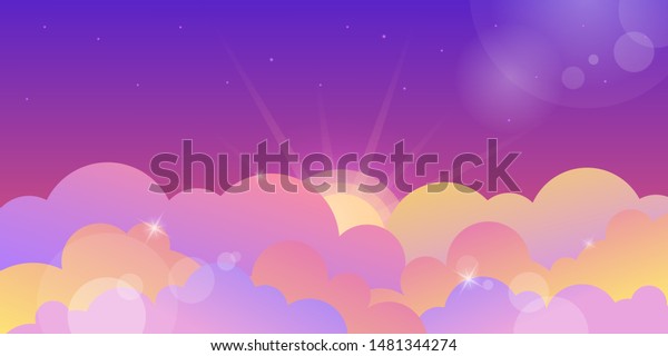 Blue Violet Sunset Sky Rose Clouds Stock Vector (Royalty Free ...