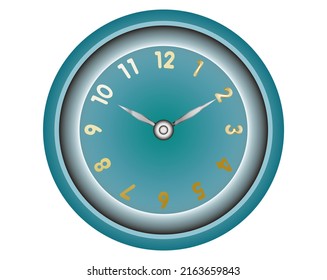 Blue Wall Clock Golden Numbers Stock Vector (Royalty Free) 2163659843 ...
