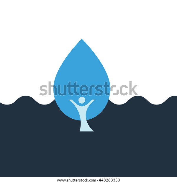 Blue Water Drop Man Logo Icon Stock Vector (Royalty Free) 448283353 ...