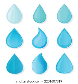 Blue Water Drops Vector Icons Set Stock Vector (Royalty Free ...