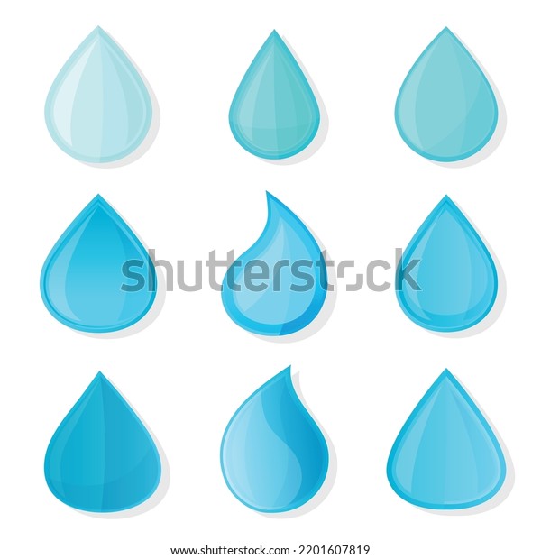 Blue Water Drops Vector Icons Set Stock Vector (Royalty Free ...