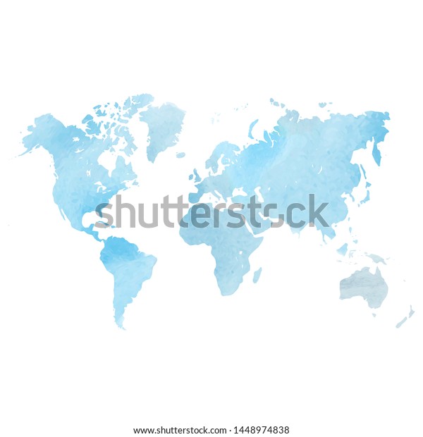 Blue Watercolor Map World Vector Illustration Stock Vector (Royalty ...