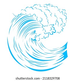 Blue Wave Outline Drawing Isolated White Stock Vector (Royalty Free ...