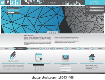 Blue Website Design Template Stock Vector (Royalty Free) 190434488 ...