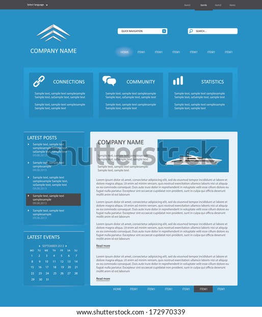 Blue Website Template Stock Vector (Royalty Free) 172970339 | Shutterstock