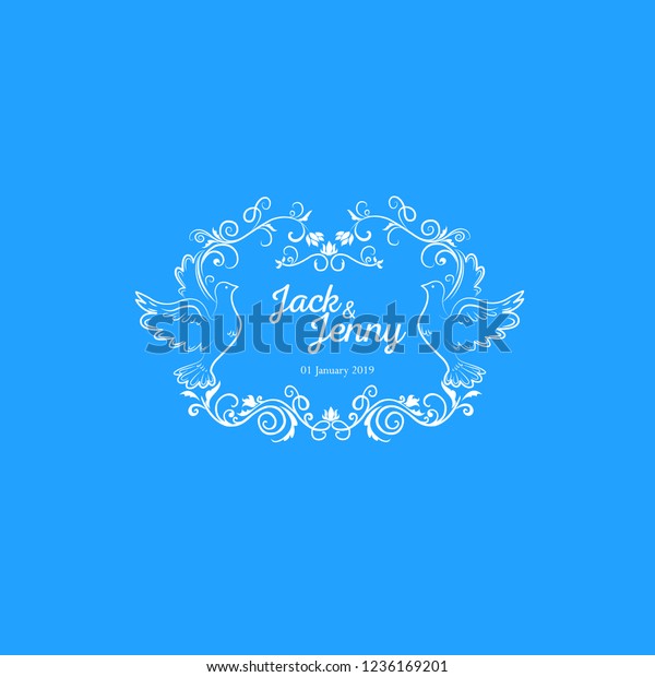 Blue Wedding Logo Couple Birds Stock Vector (Royalty Free) 1236169201 ...