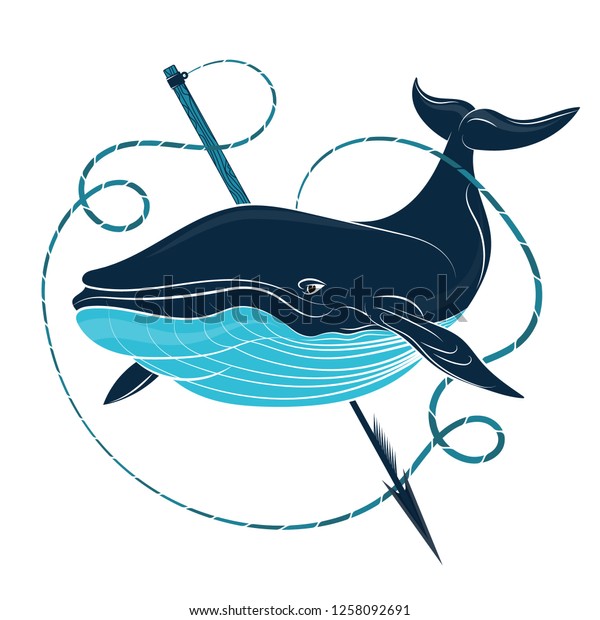 Blue Whale Harpoon Rope Vector Stock Vector (Royalty Free) 1258092691 ...