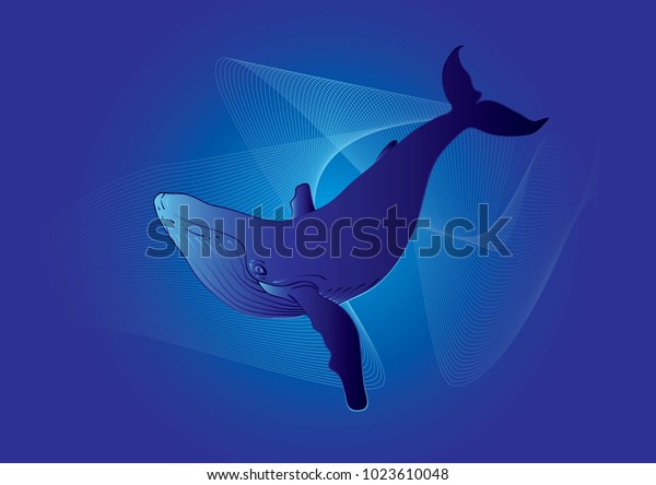 Blue Whale Blue Wave Background Graphic Stock Vector (Royalty Free ...
