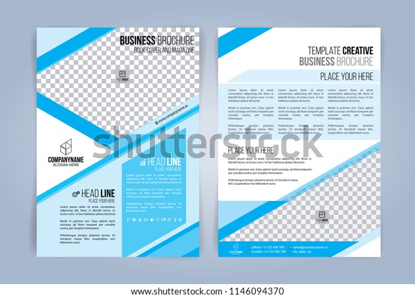 Blue White Business Brochure Leaflets Template Stock Vector (Royalty ...