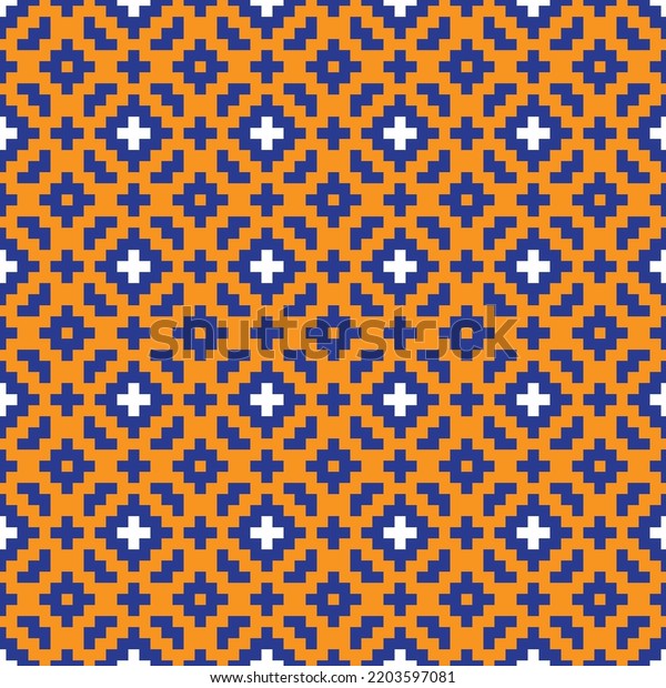 Blue White Crossstitch Knitting Pattern On Stock Vector (Royalty Free ...