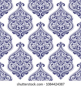 Beautiful Blue White Floral Seamless Pattern: стоковая векторная ...