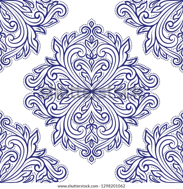 Blue White Floral Seamless Pattern Vintage Stock Vector (Royalty Free ...