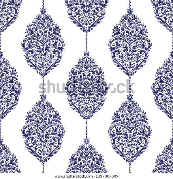 Blue White Floral Seamless Pattern Vintage Stock Vector (Royalty Free ...