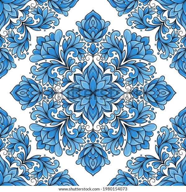 Blue White Luxury Seamless Pattern On Stock Vector (Royalty Free ...