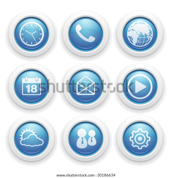 Blue White Mobile Button Icons Stock Vector (Royalty Free) 30186634 ...