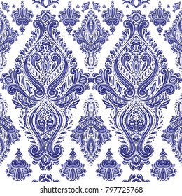 Blue White Ornamental Seamless Pattern Vintage Stock Vector (Royalty ...