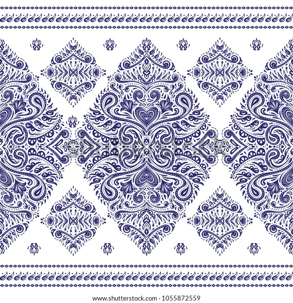 Blue White Ornamental Seamless Pattern Vintage: стоковая векторная ...